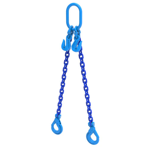 2 leg chain sling, 10mm, WLL 5.6t G10 c/w Clevis and shorten hooks + o ...